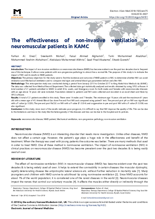 (PDF) The effectiveness of non-invasive ventilation in neuromuscular ...