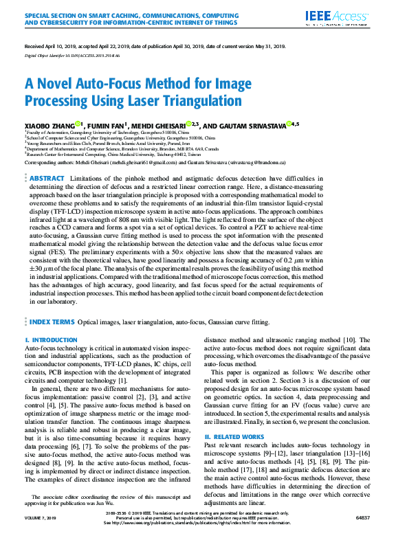 (PDF) A Novel Auto-Focus Method for Image Processing Using Laser Triangulation