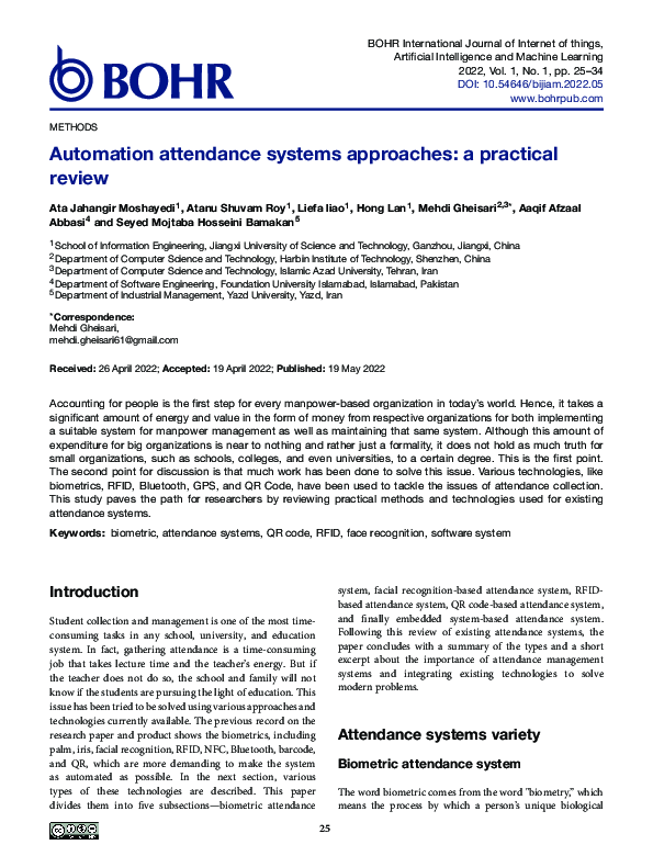 (PDF) Automation attendance systems approaches: a practicalreview