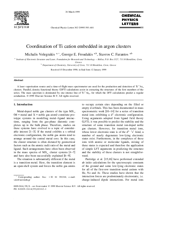 (PDF) Coordination of Ti cation embedded in argon clusters