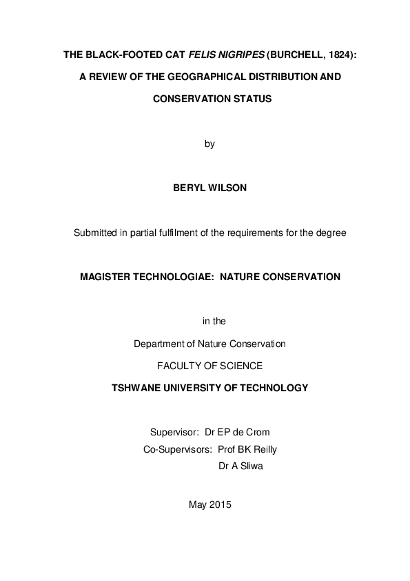 (PDF) The Black-Footed Cat Felis Nigripes (Burchell, 1824): A Review of ...