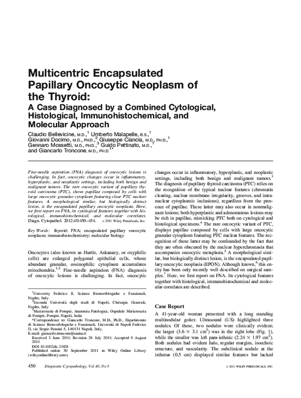 (PDF) Multicentric encapsulated papillary oncocytic neoplasm of the ...