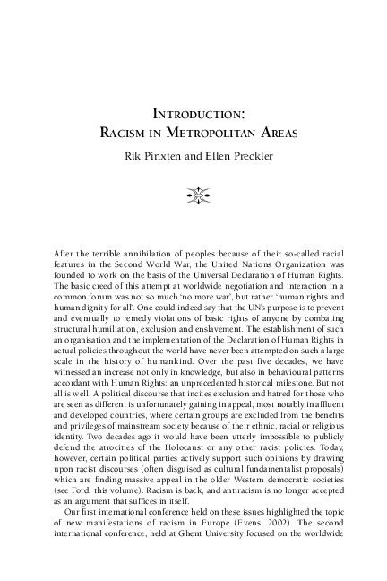 (PDF) Introduction: Racism in Metropolitan Areas