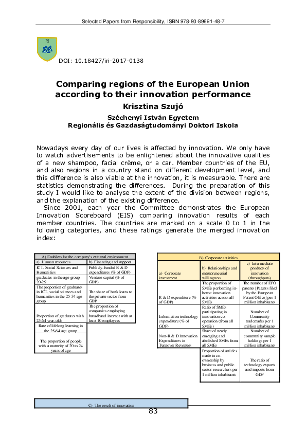 (PDF) Comparing regions of the European Union according to their ...