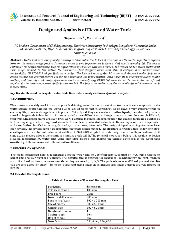(PDF) Design and Analysis of Elevated Water Tank