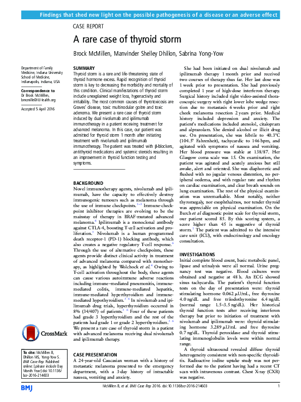 (PDF) A rare case of thyroid storm