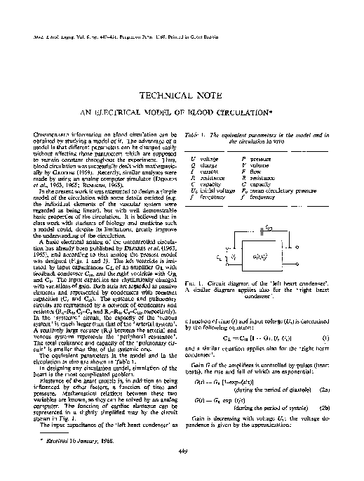 (PDF) An electrical model of blood circulation