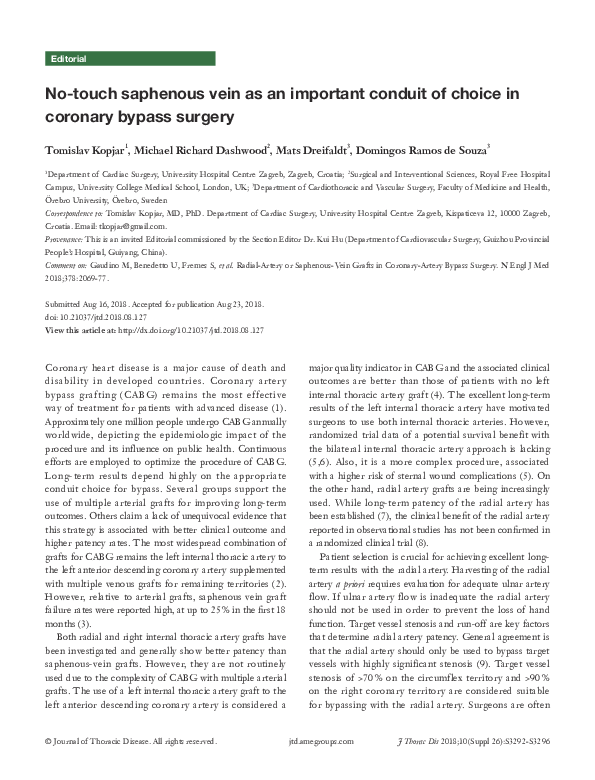 (PDF) No-touch saphenous vein as an important conduit of choice in ...