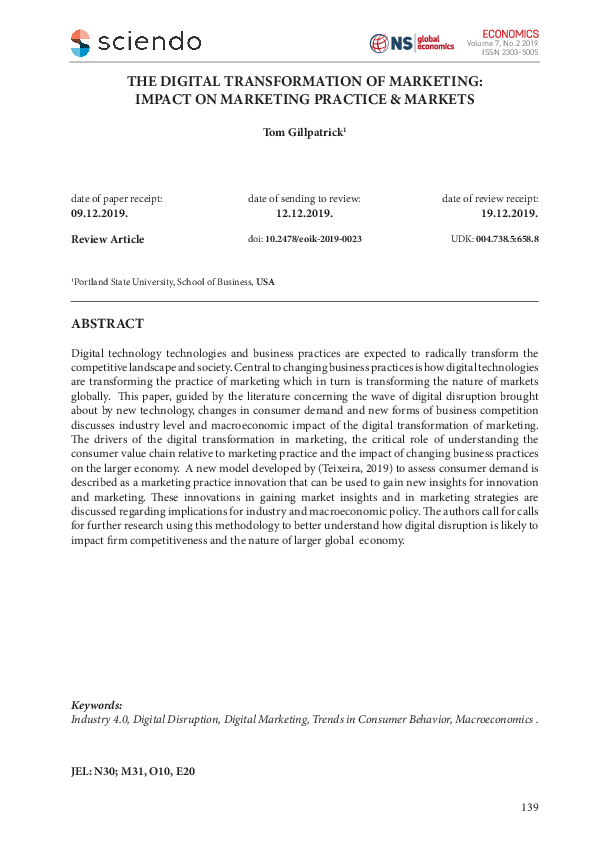 (PDF) The Digital Transformation of Marketing: Impact on Marketing ...