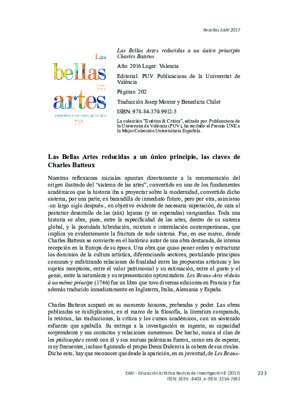 (PDF) Las Bellas Artes reducidas a un único principio, las claves de ...