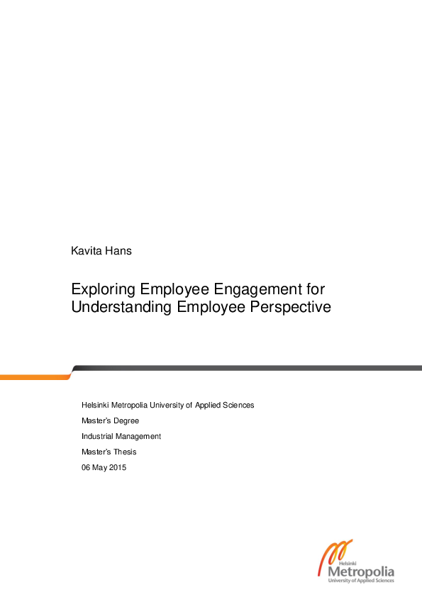 (PDF) Exploring Employee Engagement for Understanding Employee Perspective