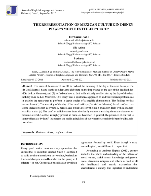 (PDF) The Representation of Mexican Culture in Disney Pixar’s Movie ...