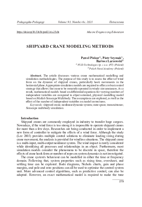 (PDF) Shipyard Crane Modeling Methods