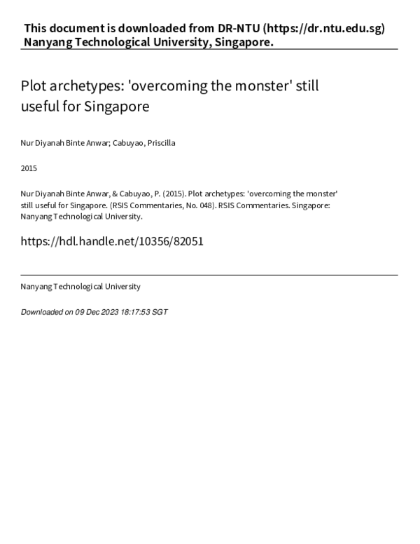 (PDF) Plot archetypes: 'overcoming the monster' still useful for ... (PDF) Plot archetypes: 'overcoming the monster' still useful for ...