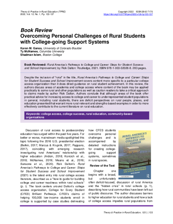 (PDF) Overcoming Personal Challenges of Rural Students with College ...