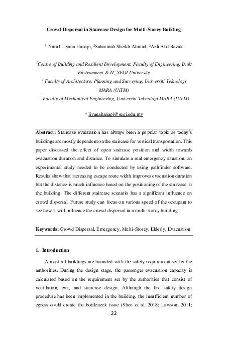 (PDF) Crowd Dispersal in Staircase Design for Multi-Storey Building