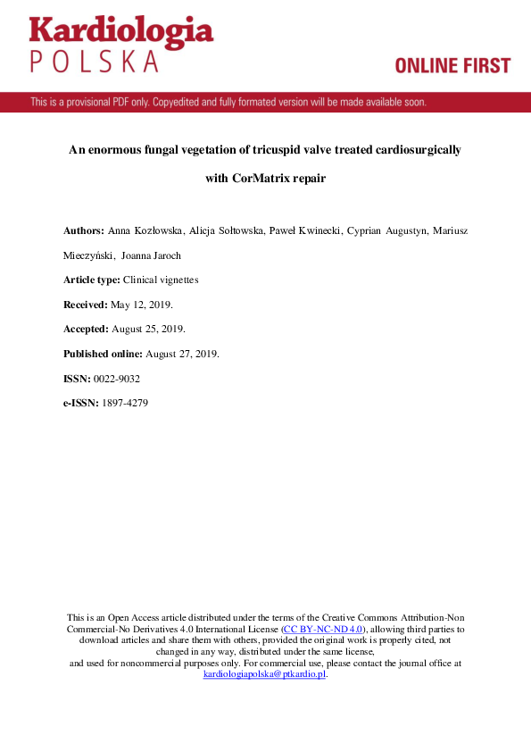 (PDF) An enormous fungal vegetation of the tricuspid valve: a cardiac ...