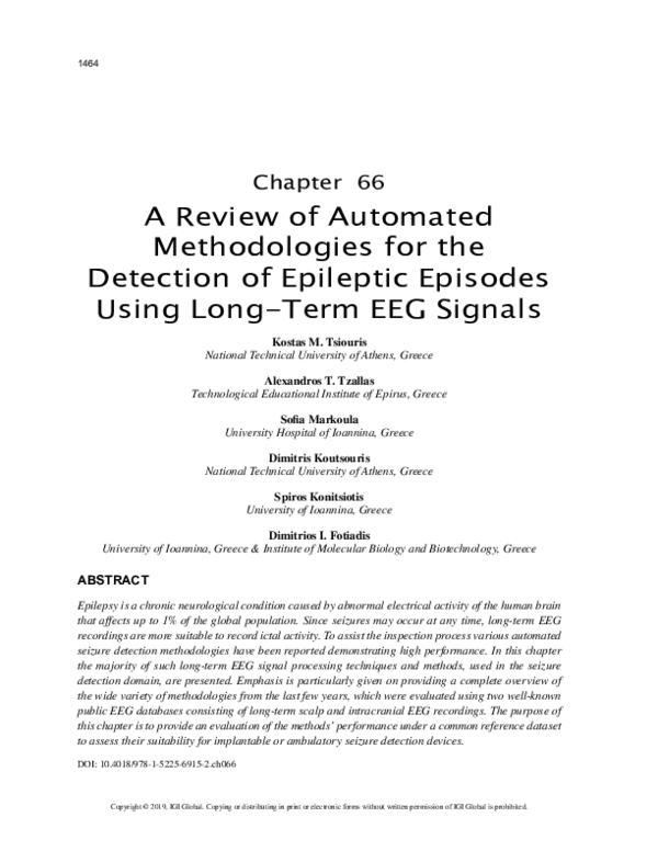 Pdf A Review Of Automated Methodologies For The Detection Of Epileptic Episodes Using Long 9837