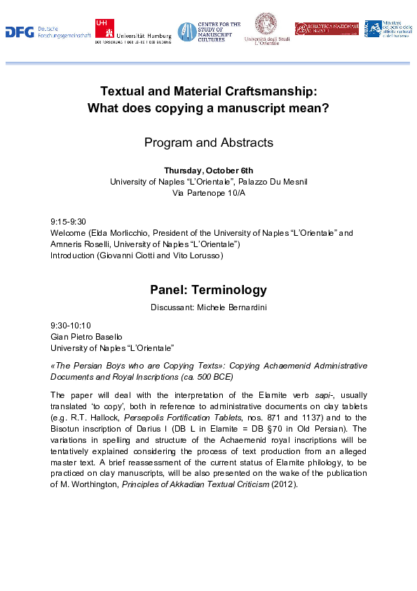 (PDF) Textual and Material Craftsmanship: What does copying a ...