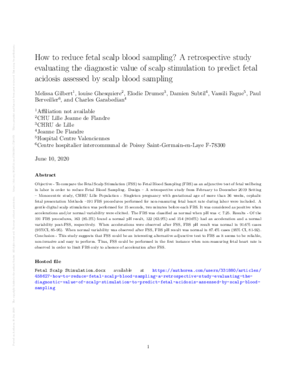 (PDF) How to reduce fetal scalp blood sampling? A retrospective study ...