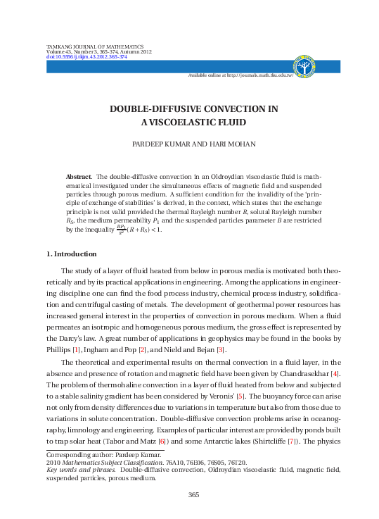 (PDF) Double-diffusive convection in a viscoelastic fluid