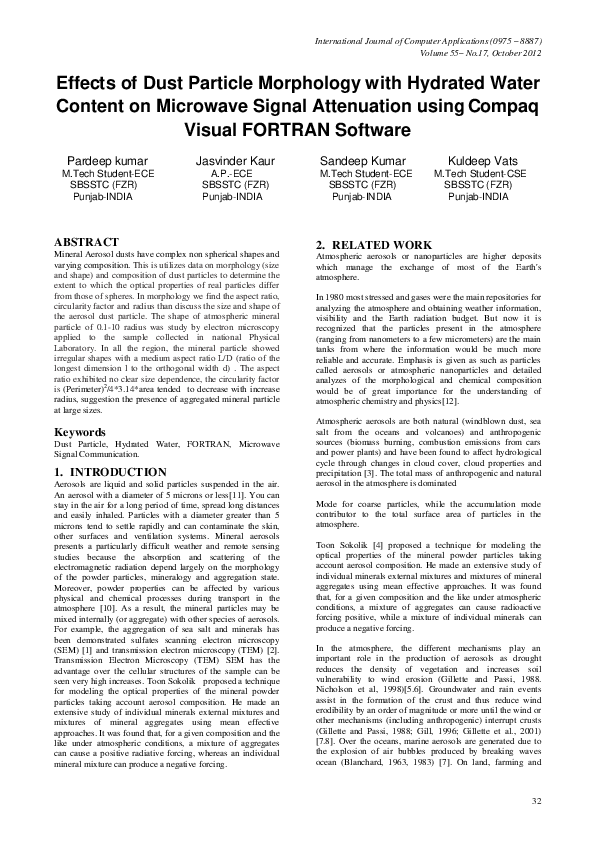 (PDF) Effects of Dust Particle Morphology with Hydrated Water Content ...