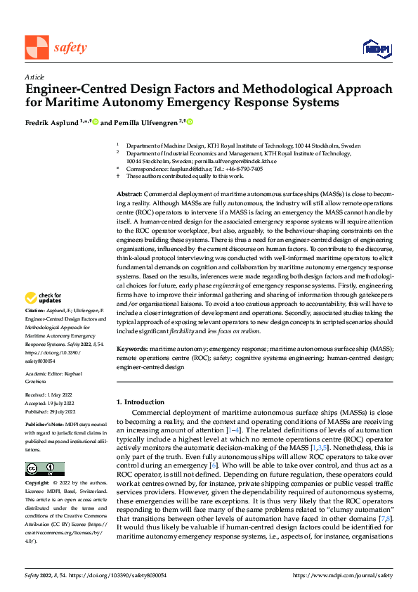 (PDF) Engineer-Centred Design Factors and Methodological Approach for Maritime Autonomy ...
