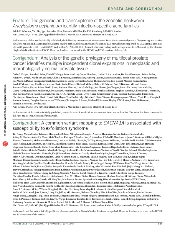 (PDF) Analysis of the genetic phylogeny of multifocal prostate cancer ...