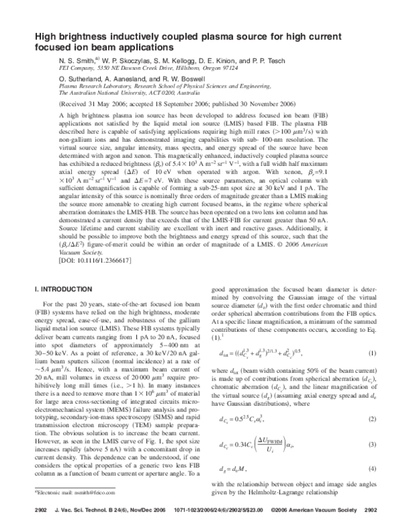 (PDF) High brightness inductively coupled plasma source for high ...