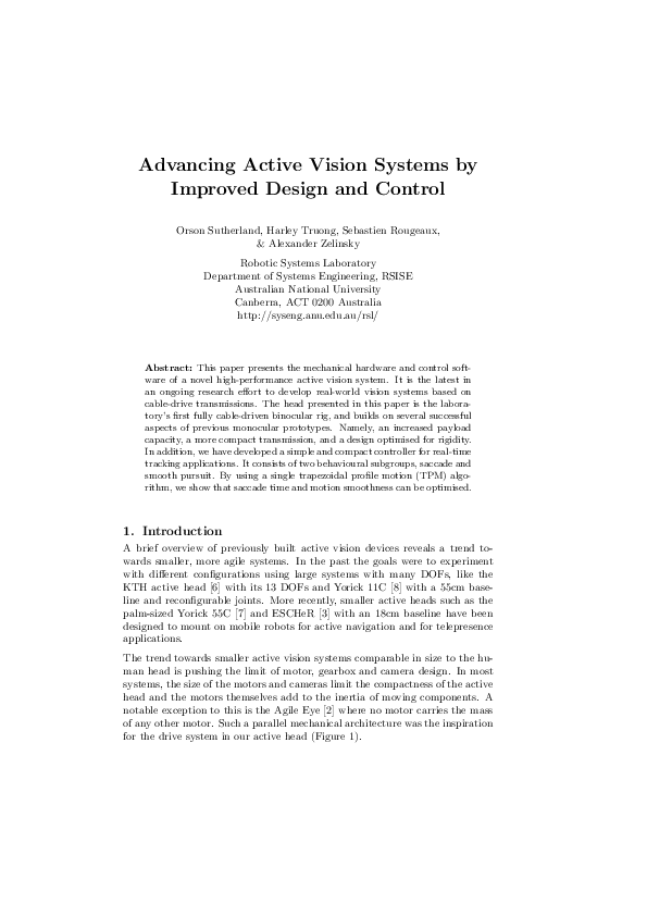 (PDF) Advancing Active Vision Systems by Improved Design and Control