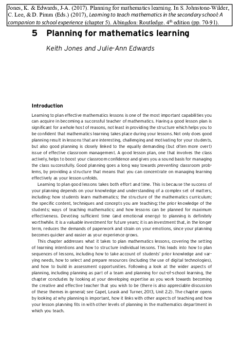 (PDF) Learning to teach mathematics in the secondary school : a ...