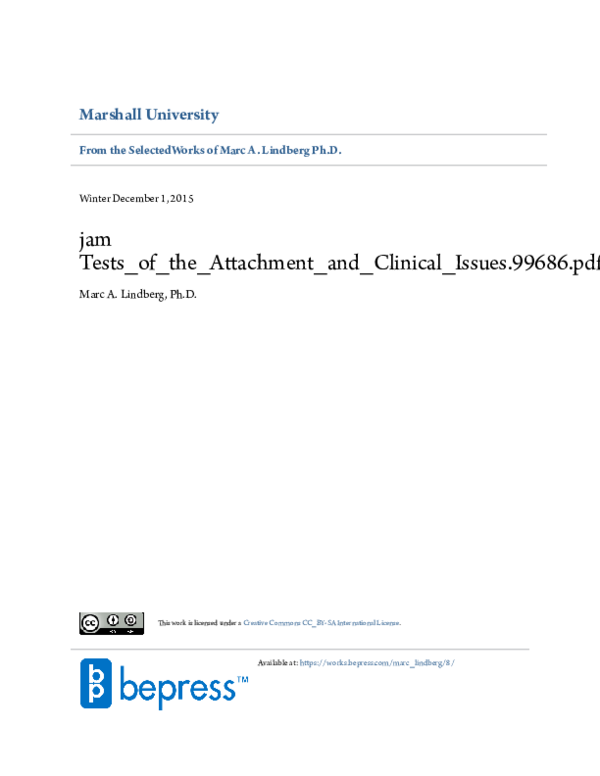 (PDF) Tests of the Attachment and Clinical Issues Questionnaire as It ...