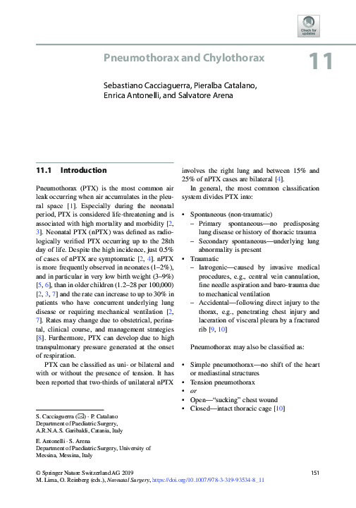(PDF) Pneumothorax and Chylothorax