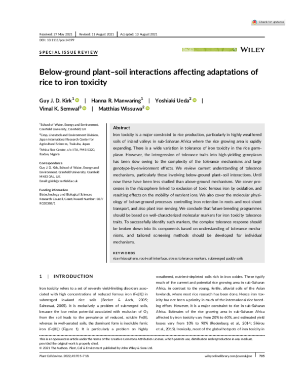 (PDF) Below-ground plant-soil interactions affecting adaptations of ...