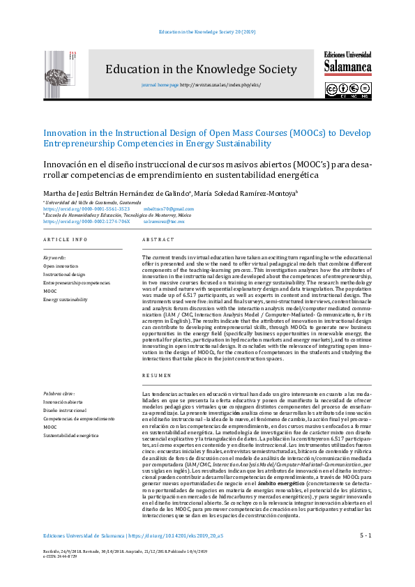 (PDF) Innovación en el diseño instruccional de cursos masivos abiertos (MOOC’s) para desarrollar ...