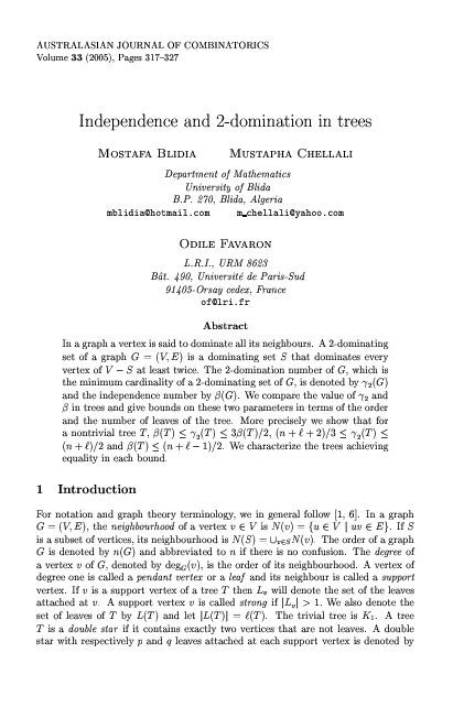 (PDF) Independence and 2-domination in trees