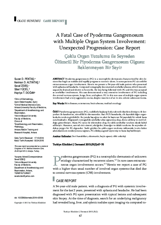 (PDF) A Fatal Case of Pyoderma Gangrenosum with Multiple Organ System Involvement: Unexpected ...