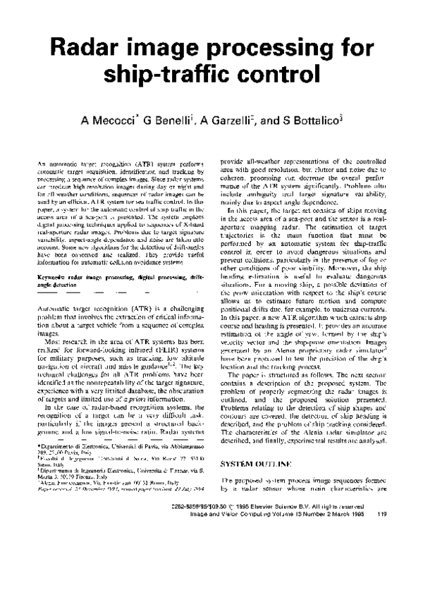 (PDF) Radar image processing for ship-traffic control