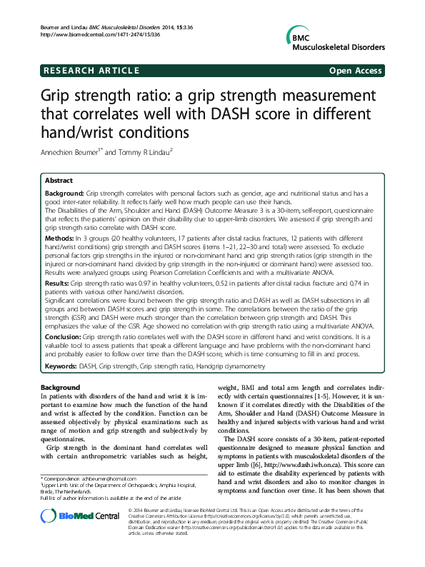(PDF) Grip strength ratio: a grip strength measurement that correlates ...