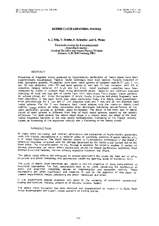 (PDF) Debris cloud expansion studies