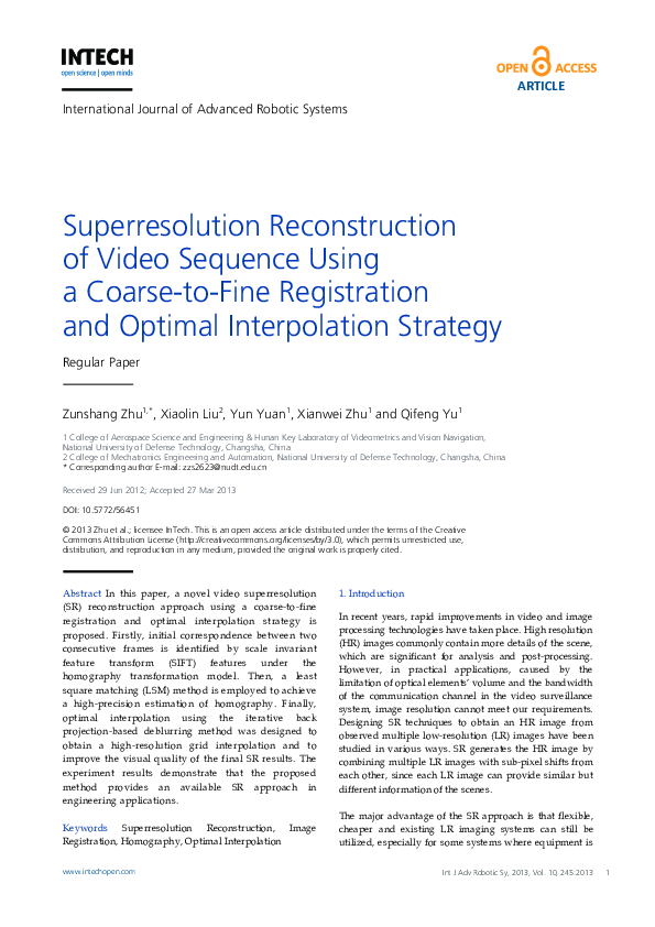 Pdf Super Resolution Reconstruction Of Video Sequences Based On Back Projection And Motion
