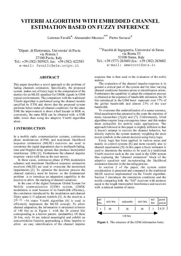 (PDF) Viterbi Algorithm With Embedded Channel Estimation Based On Fuzzy Inference