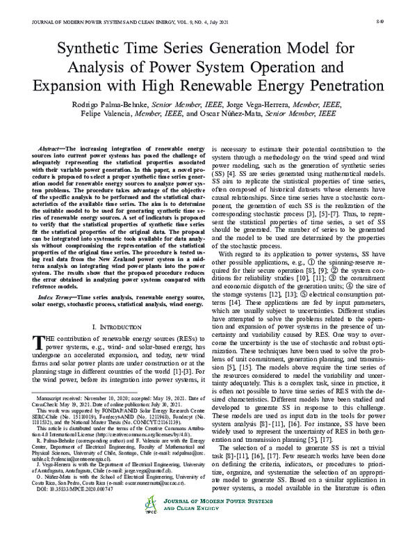 (PDF) Synthetic Time Series Generation Model for Analysis of Power ...