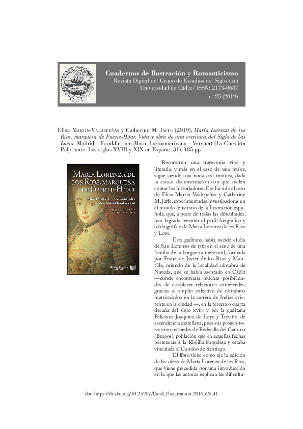 (PDF) Elisa Martín-Valdepeñas y Catherine M. Jaffe, «María Lorenza de ...
