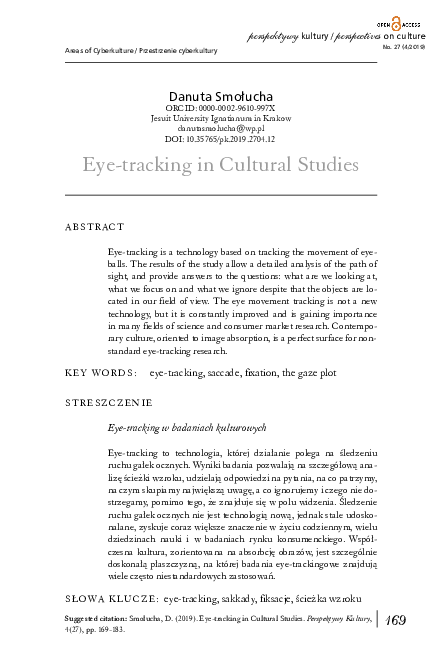 (PDF) Eye-tracking in Cultural Studies