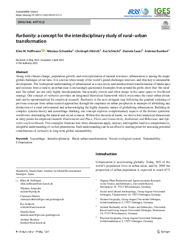 (PDF) Rurbanity: a concept for the interdisciplinary study of rural ...