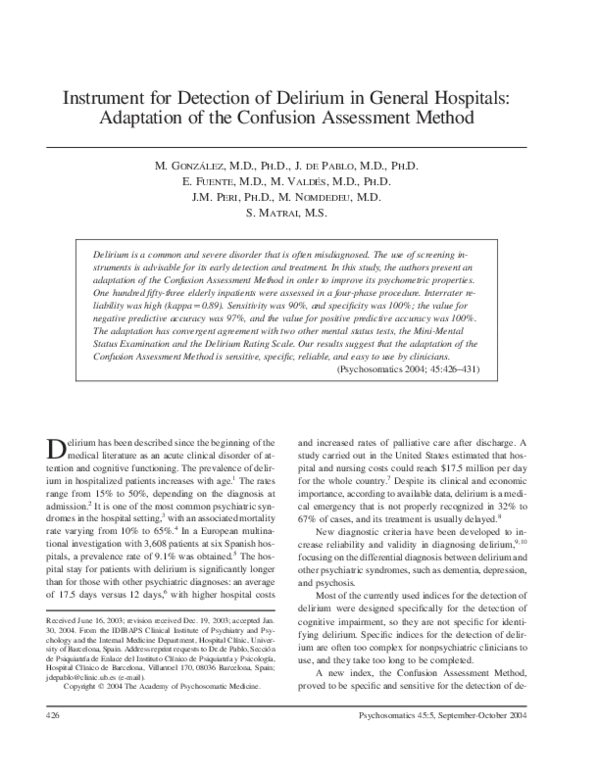 (PDF) Instrument for Detection of Delirium in General Hospitals ...