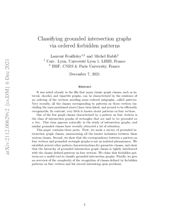 (PDF) Classifying grounded intersection graphs via ordered forbidden patterns