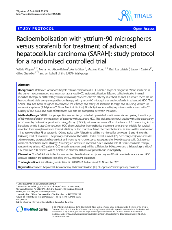 (PDF) Radioembolisation with yttrium‒90 microspheres versus sorafenib for treatment of advanced ...
