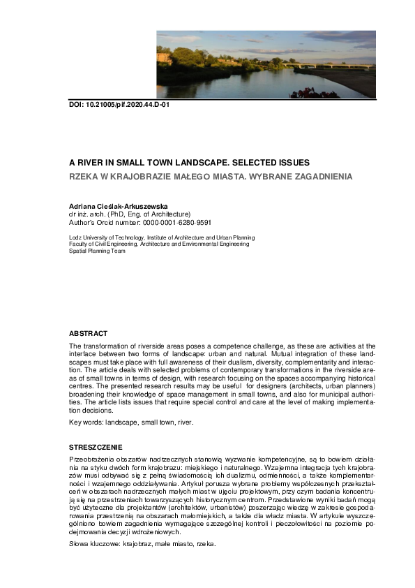 (PDF) A River in Small Town Landscape. Selected Issues | Adriana ...